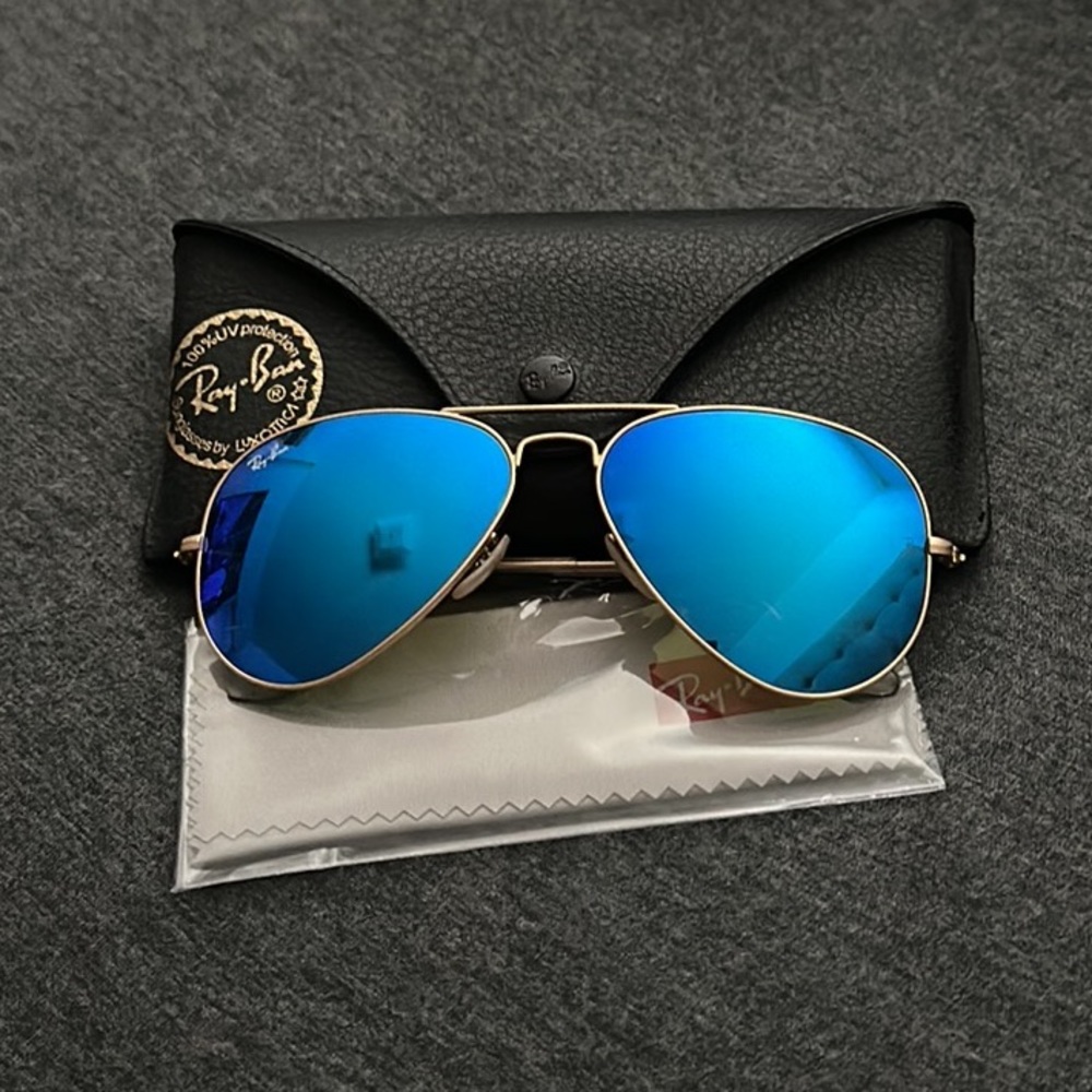 New Ray Ban Aviator Flash Lens Sunglasses - Gem